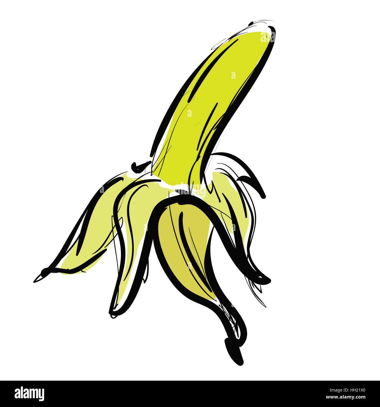 Ripe yellow banana cut Stock Vector Images - Alamy