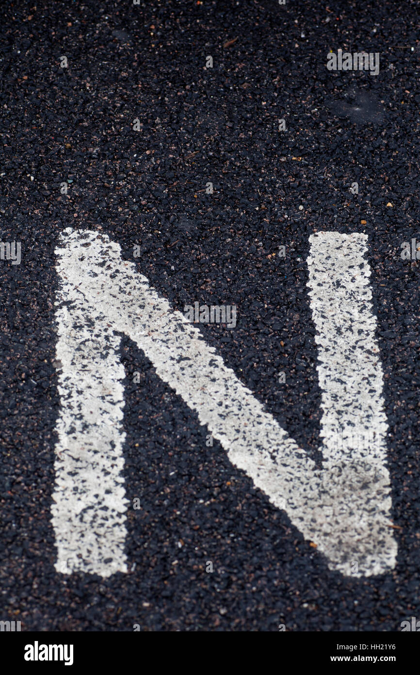 Letter N painted on the road Stock Photo - Alamy