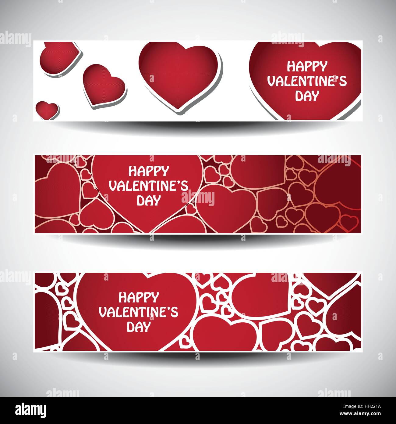 Vector set of three Valentines Day header designs Stock Vector Image ...