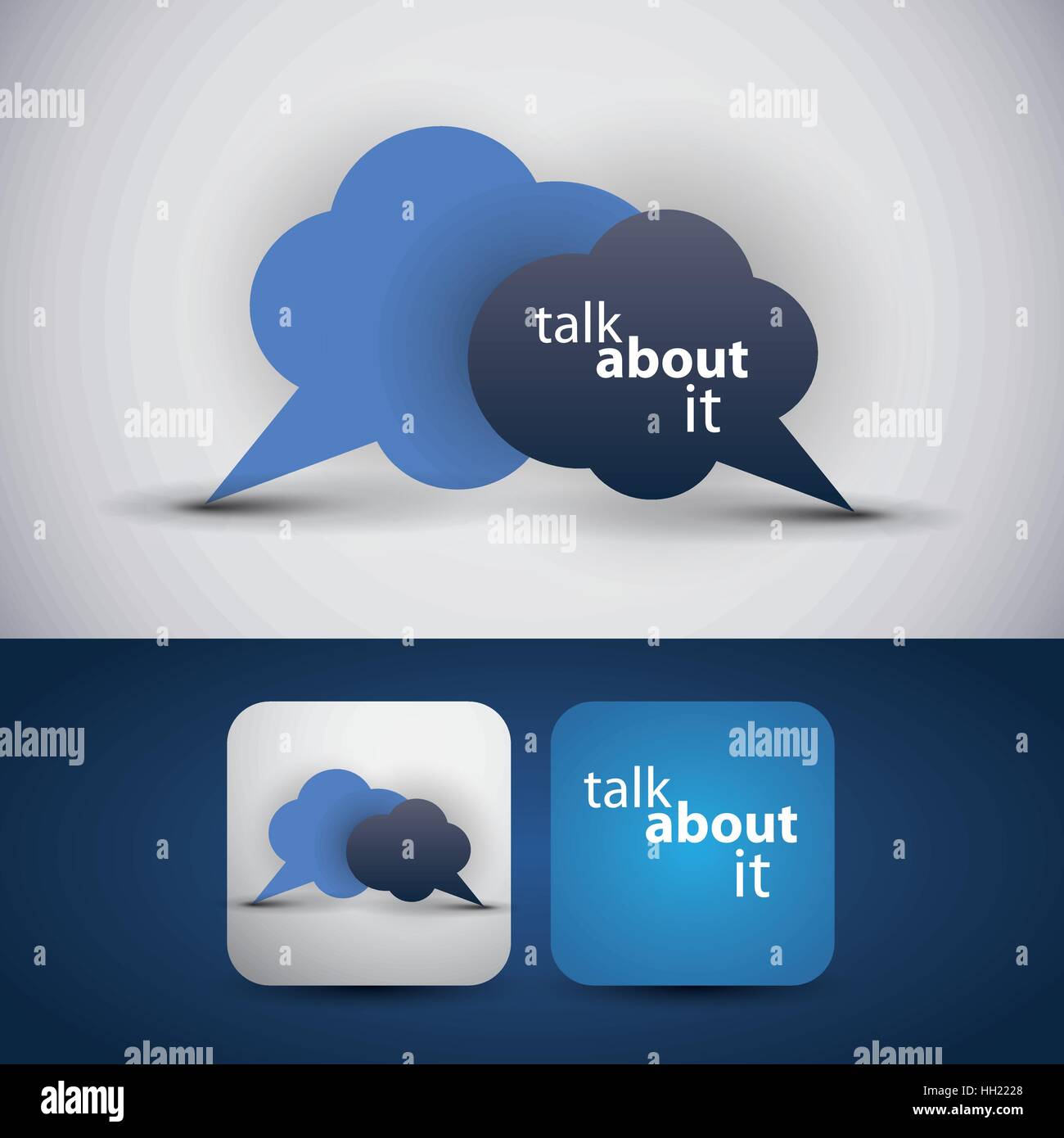 Abstract Blue Flyer or Cover Design with Speech Bubbles in Editable ...