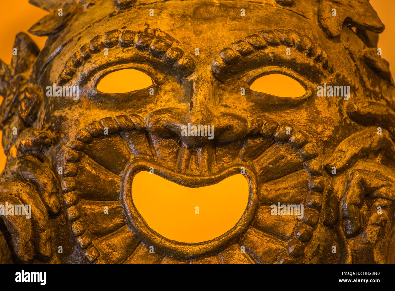 statue of theatrical mask at night Stock Photo - Alamy