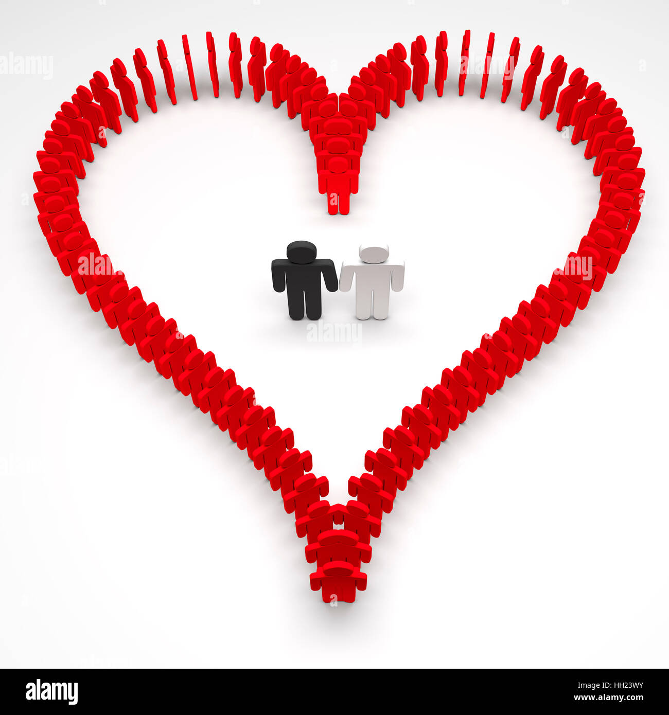 shape of heart made of people with pair inside, 3d rendering Stock ...