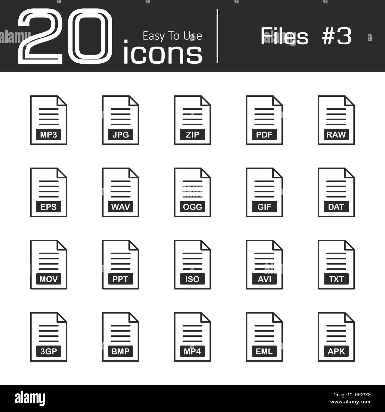 Files icon set 3 Stock Photo - Alamy