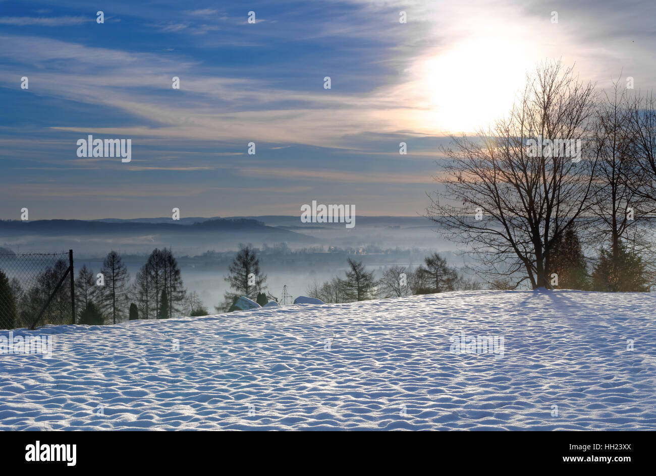 snow covered altitude at the cold winter sunny morning Stock Photo - Alamy