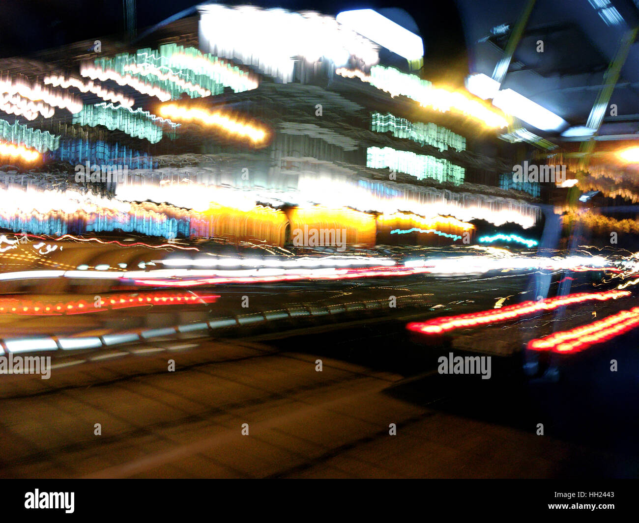 night motion on urban streets. blurred car lights. long exposure Stock ...