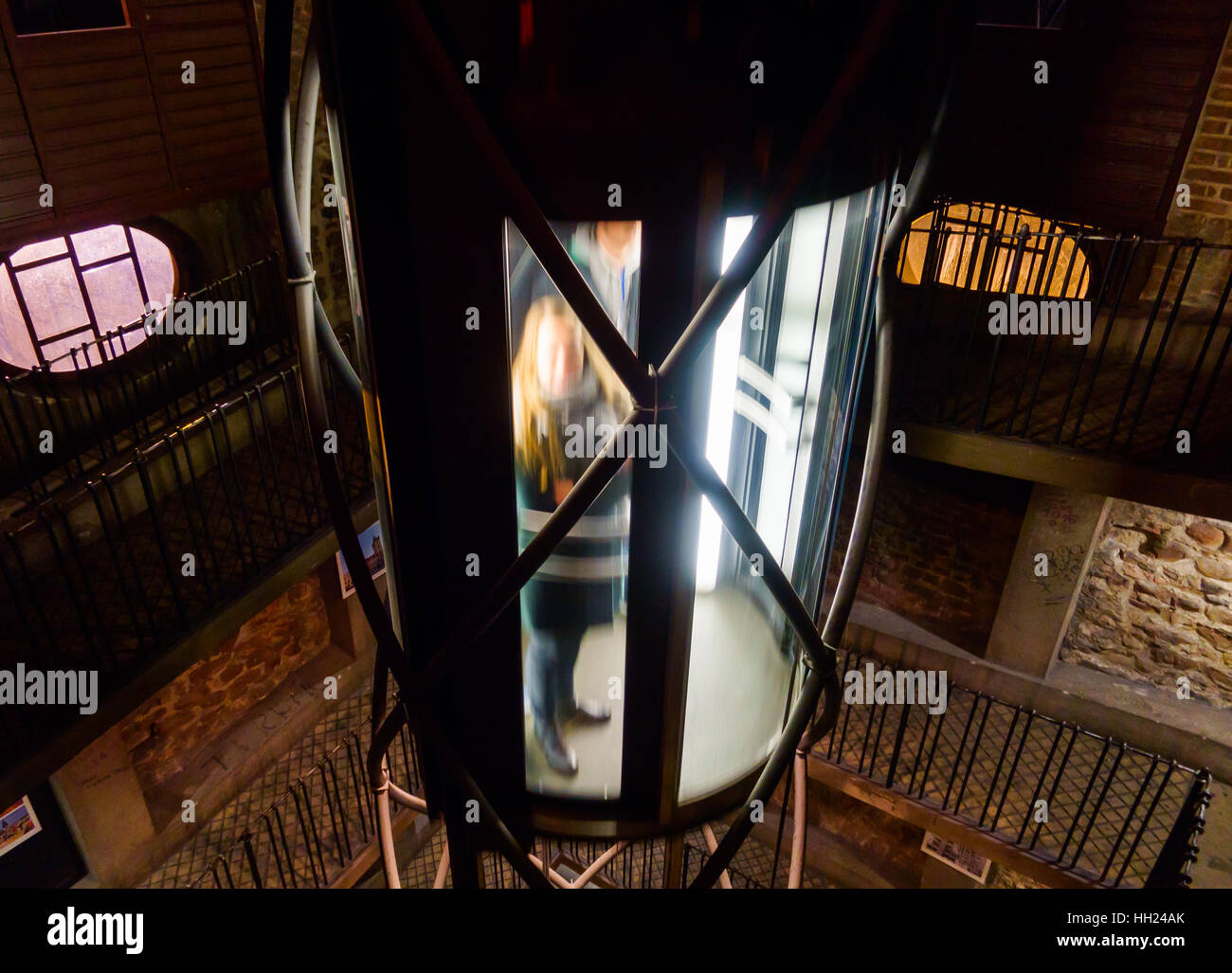 Elevator inside of Prague Astronomical Clock tower Stock Photo - Alamy