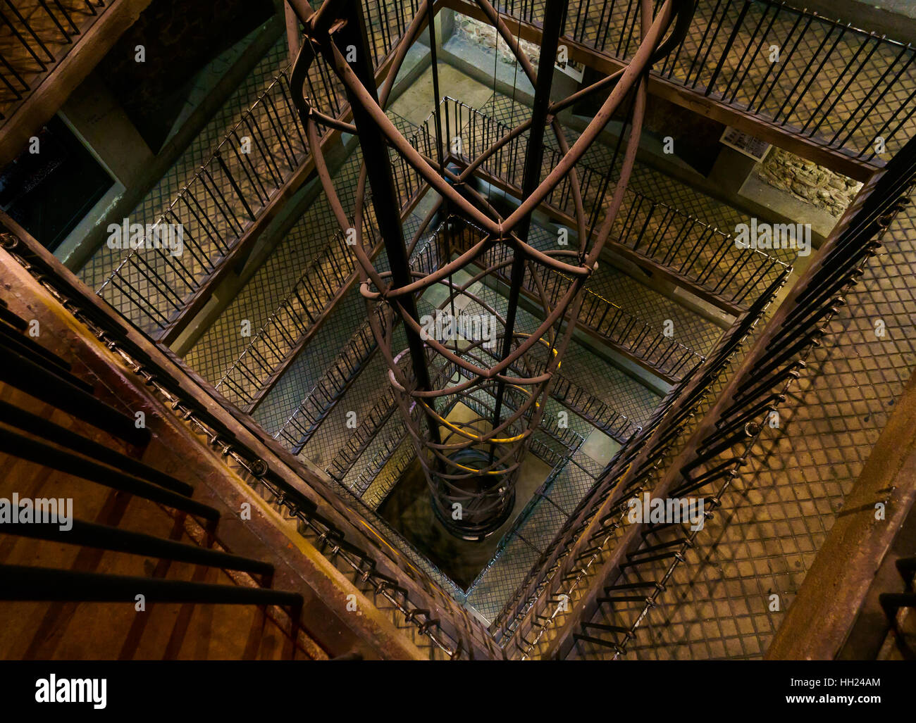 Elevator inside of Prague Astronomical Clock tower Stock Photo - Alamy