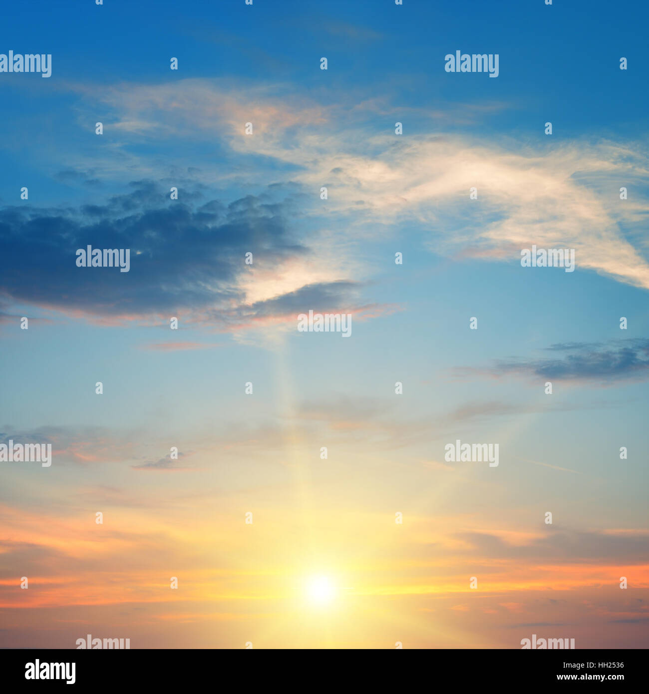 the sun rays illuminate the sky above the horizon Stock Photo - Alamy