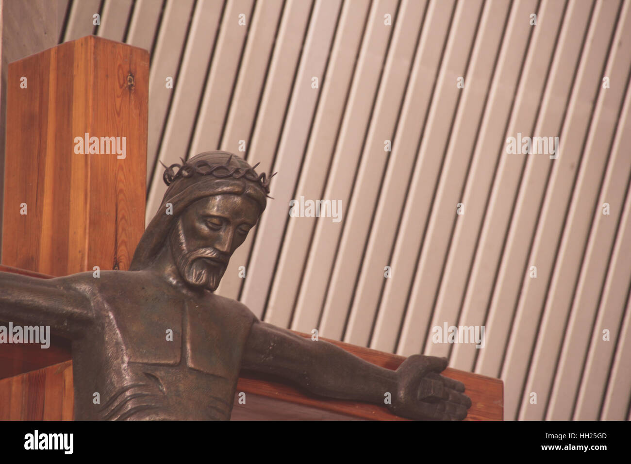 Photograph of a metal Jesus Christ in th einterior of Basilica de ...
