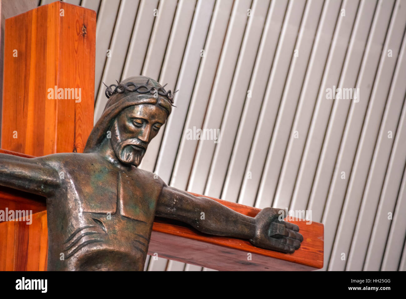 Photograph of a metal Jesus Christ in th einterior of Basilica de ...