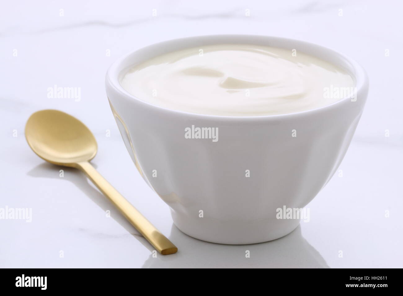 Delicious, nutritious and healthy fresh plain yogurt on vintage italian ...