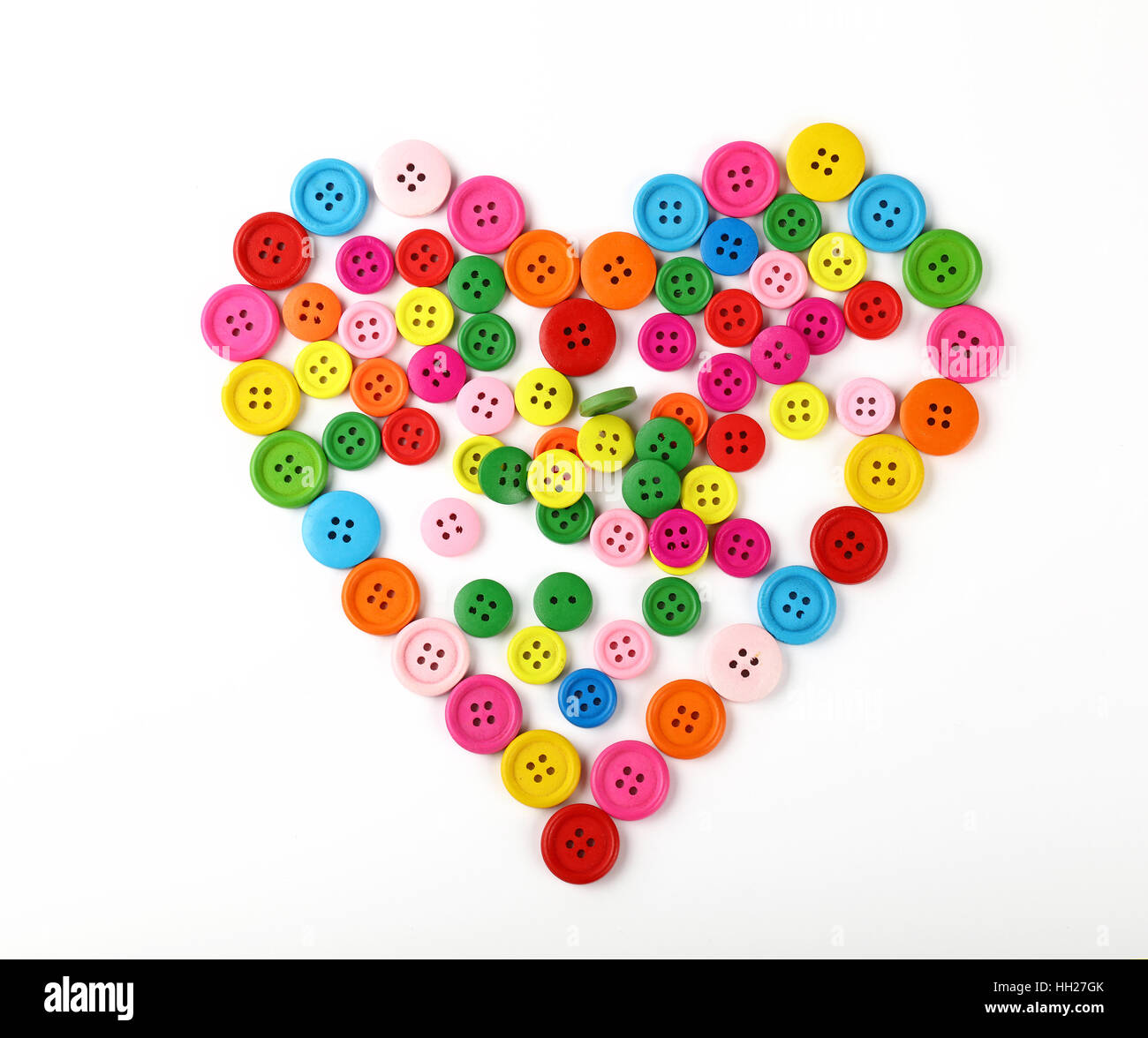 Heart shaped of colorful multicolor round painted wooden handmade ...