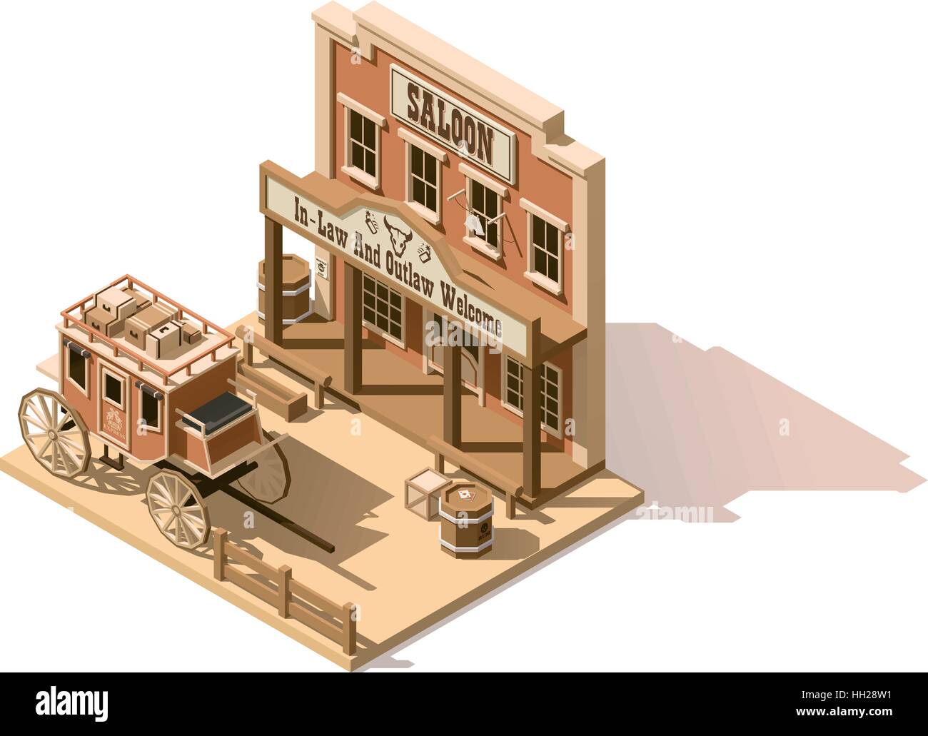 Vector isometric low poly wild west saloon Stock Vector Image & Art - Alamy