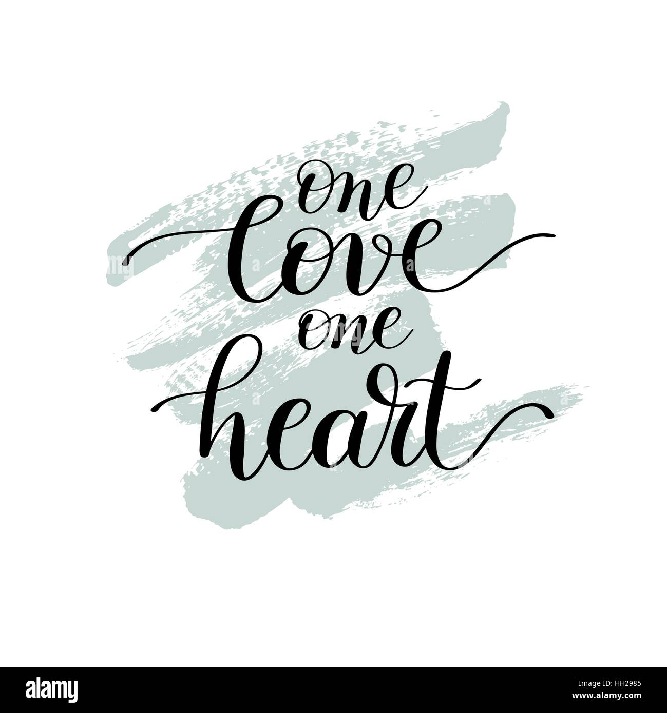 one love one heart handwritten lettering quote about love to val Stock ...