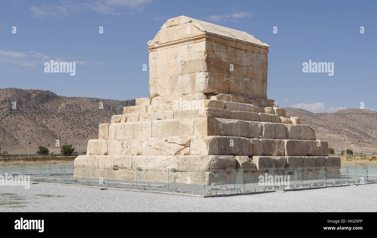 PASARGADAE, IRAN - OCTOBER 8, 2016: Tomb of achaemenid king Kyrus II ...