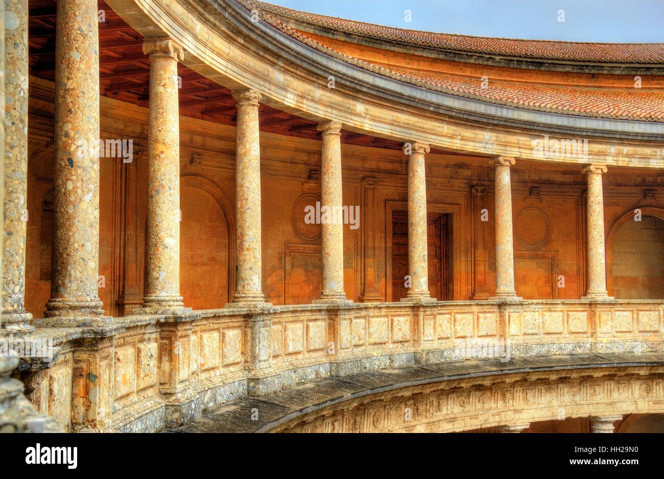 Atrium with columns at the Palace of Charles V, Alhambra fortress in ...
