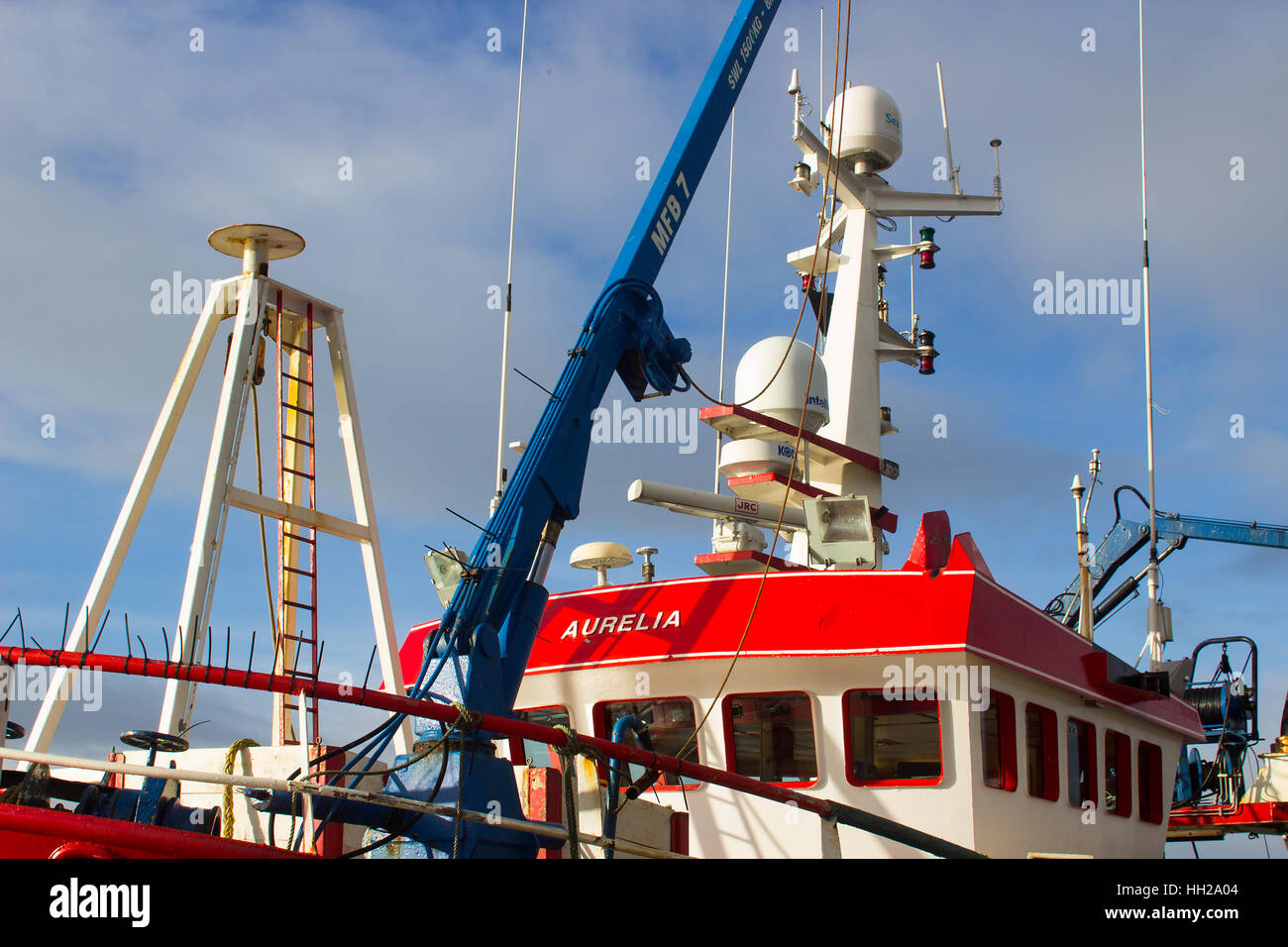 The superstructure with wheelhouse and radar mast and housing on a ...