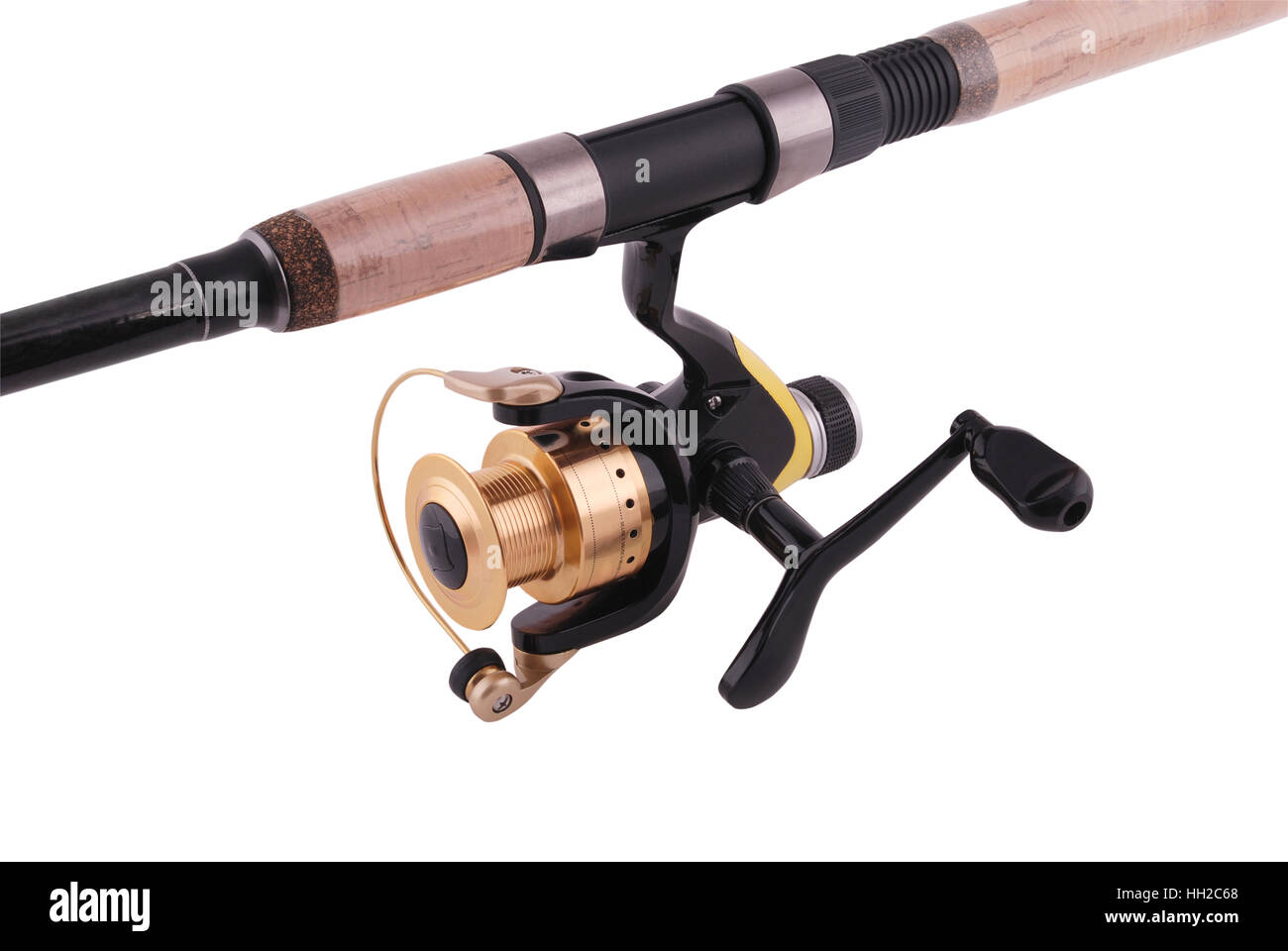 fishing rod, reel, isolated over white, clipping path inside Stock ...