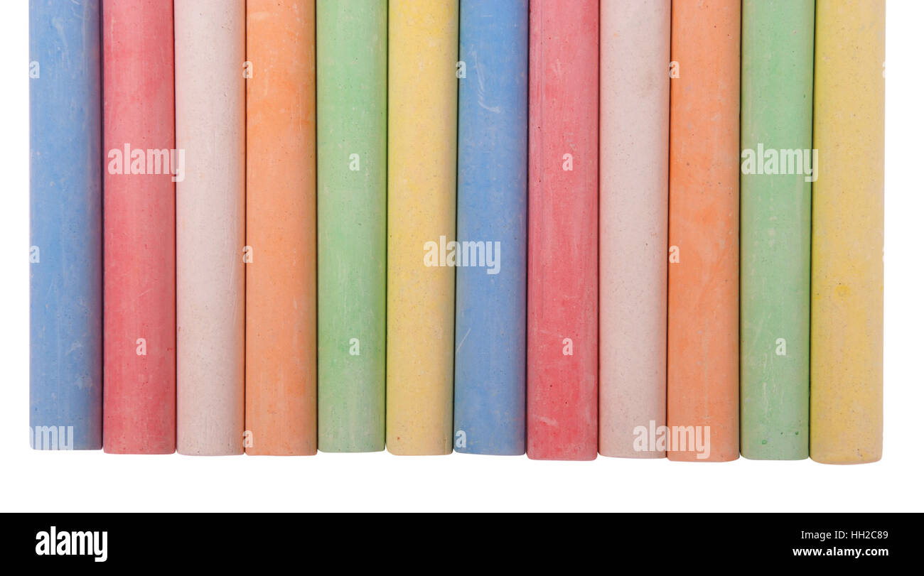 Colored sidewalk chalks on white. Clipping path inside Stock Photo - Alamy