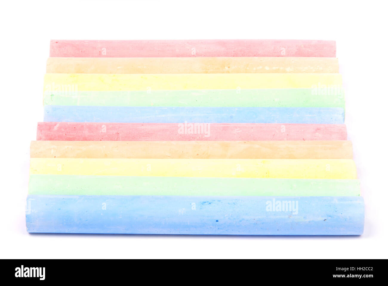 Ten colored sidewalk chalks on white background Stock Photo - Alamy