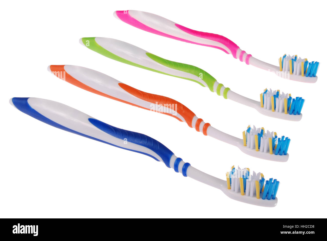 Colored toothbrushes. Isolated on white background. Clipping path ...