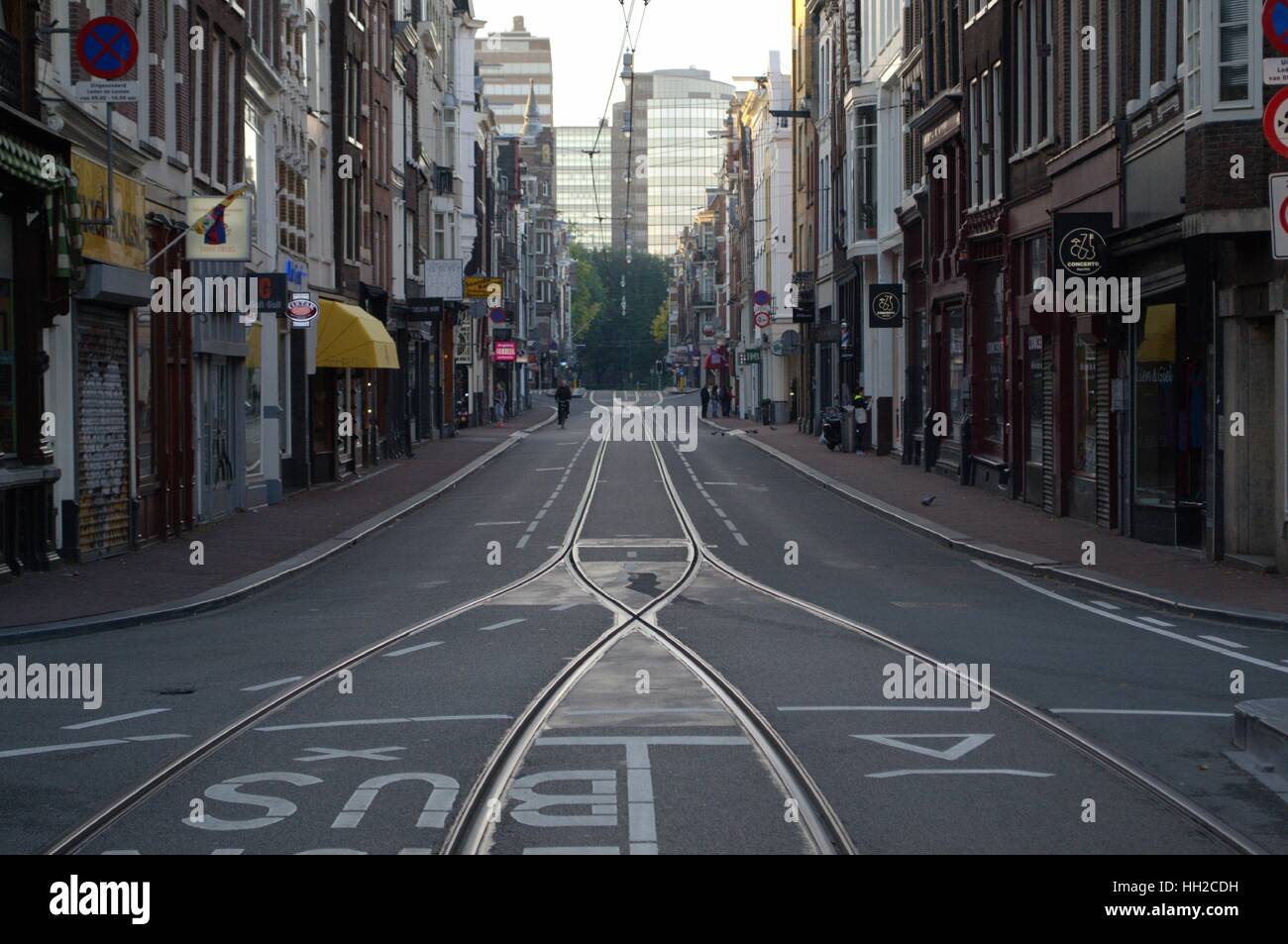 street with tram rails Stock Photo - Alamy