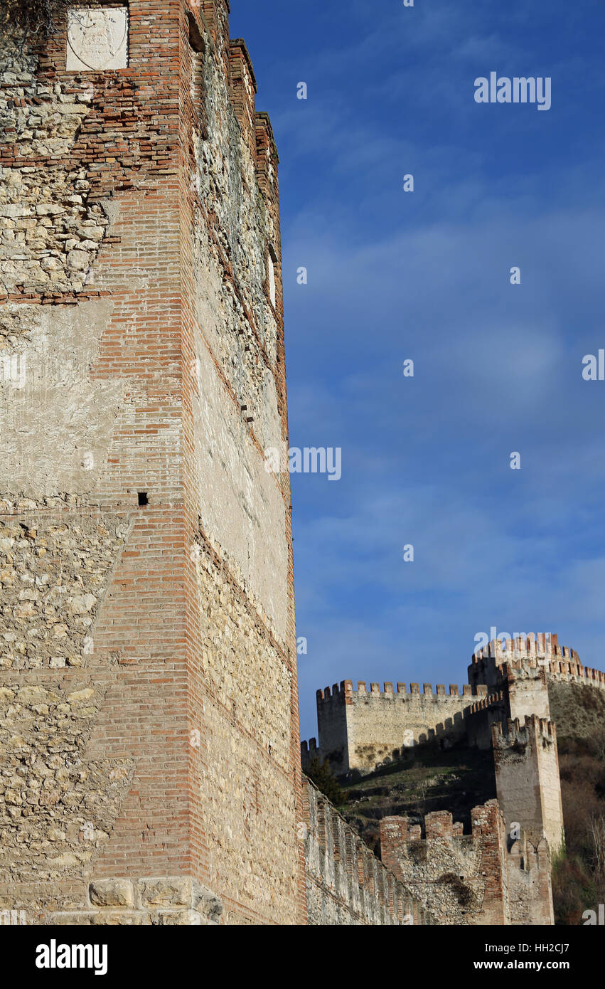 Ancient Castle of Soave with medieval walls and the ancient tower in ...
