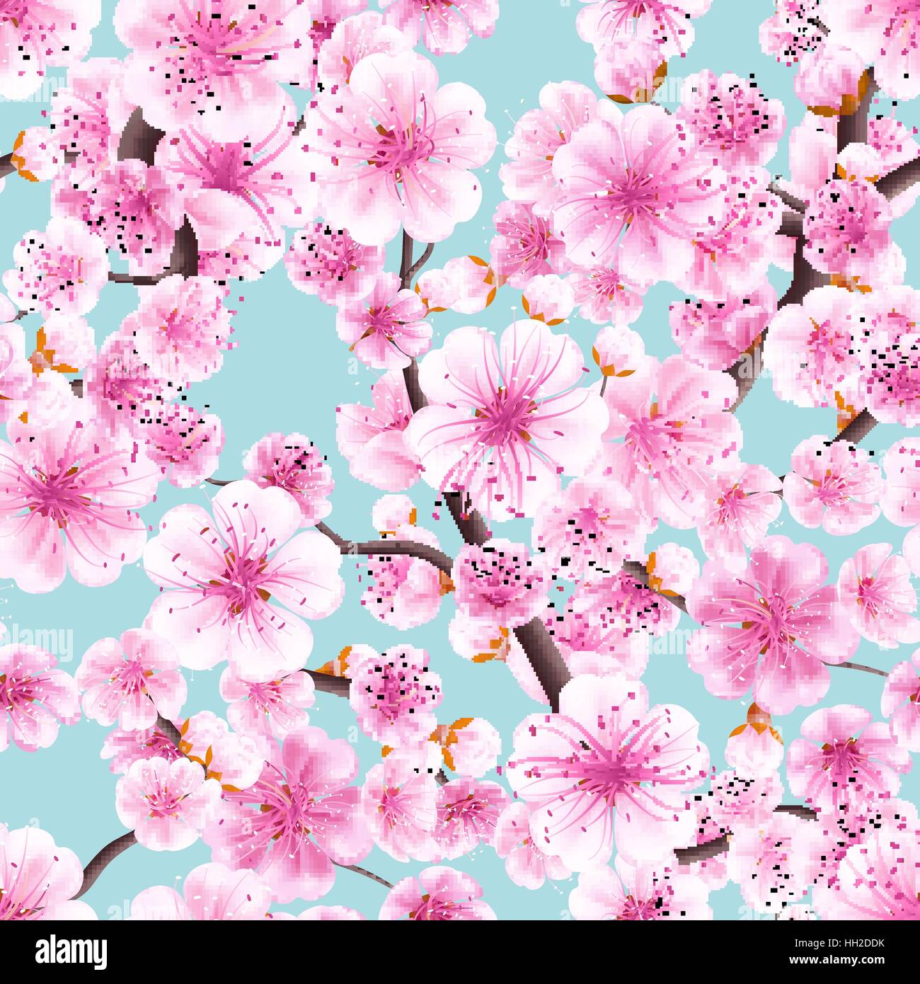 Seamless pink Sakura flowering cherry. EPS 10 Stock Vector Image & Art ...