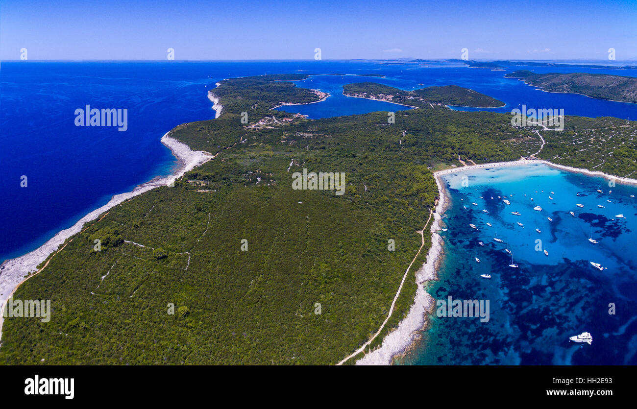 Island Dugi otok, Adriatic sea, Croatia. Famous beach Saharun Stock ...