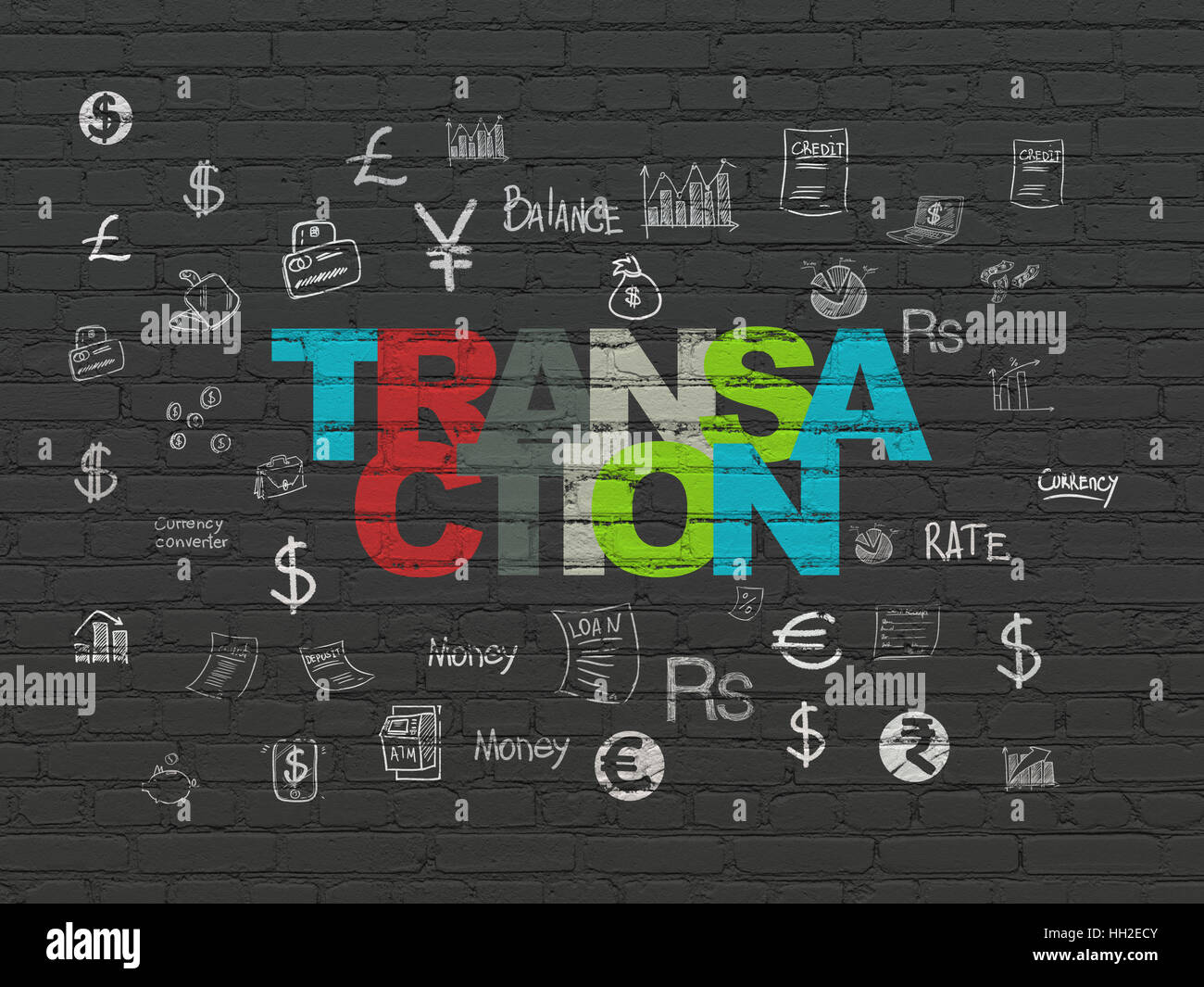 Money concept: Transaction on wall background Stock Photo - Alamy