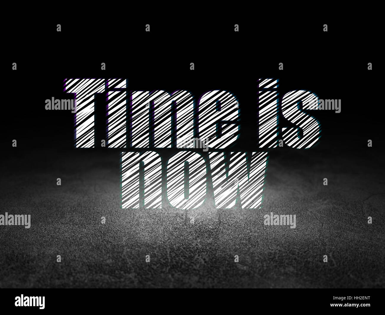 Timeline concept: Time is Now in grunge dark room Stock Photo - Alamy