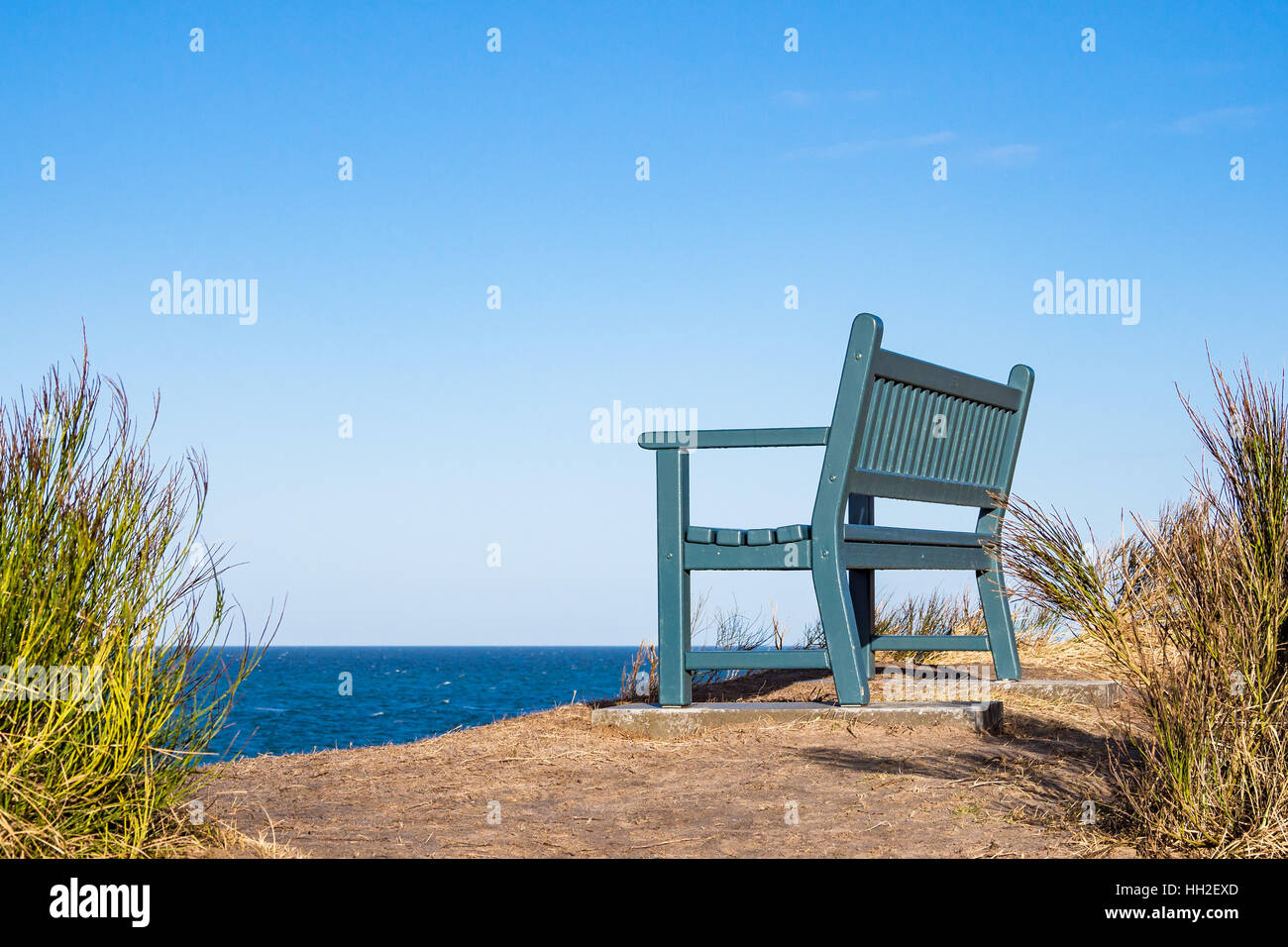 A bench on shore of the Baltic Sea Stock Photo - Alamy
