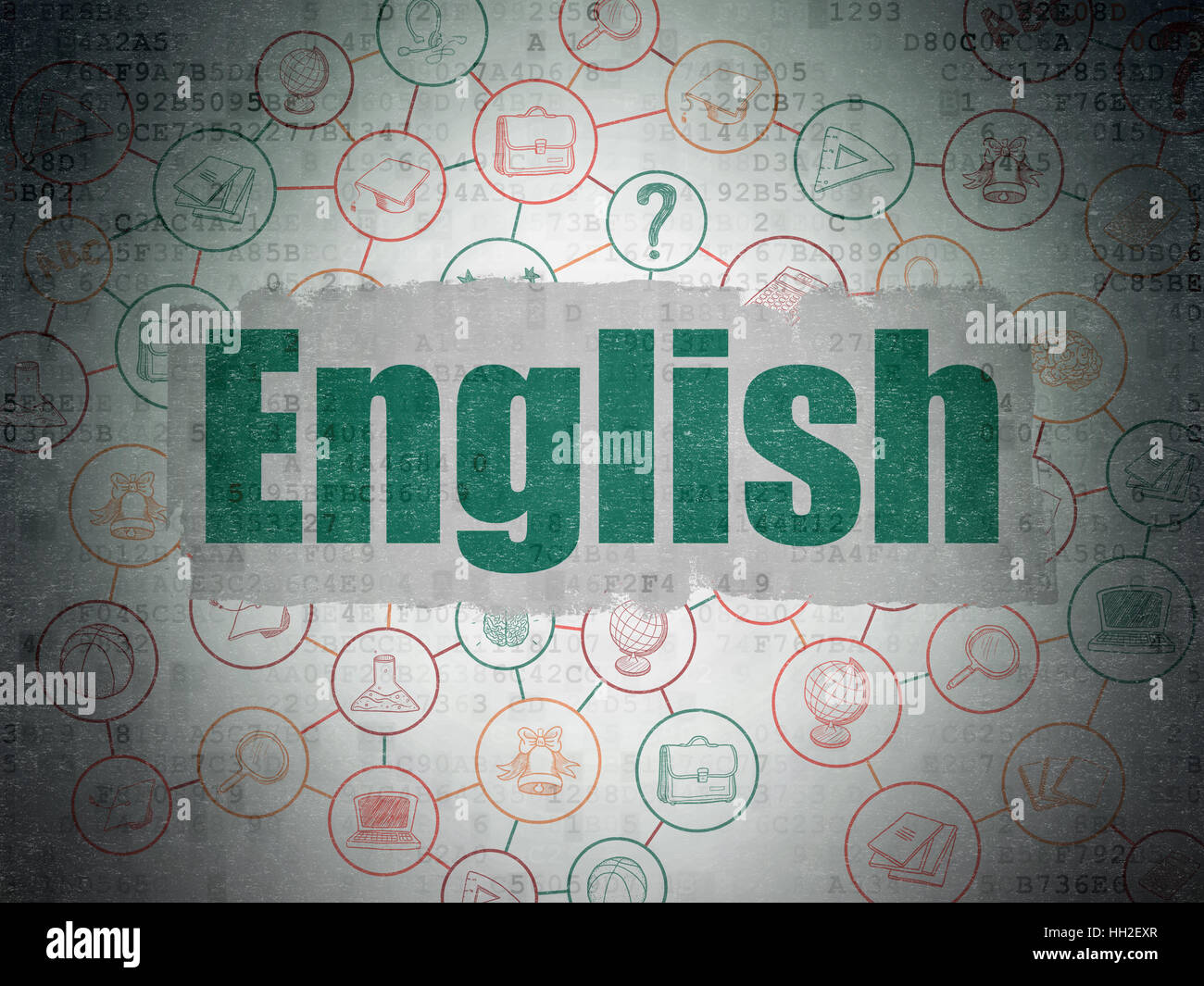 Learning concept: English on Digital Data Paper background Stock Photo ...