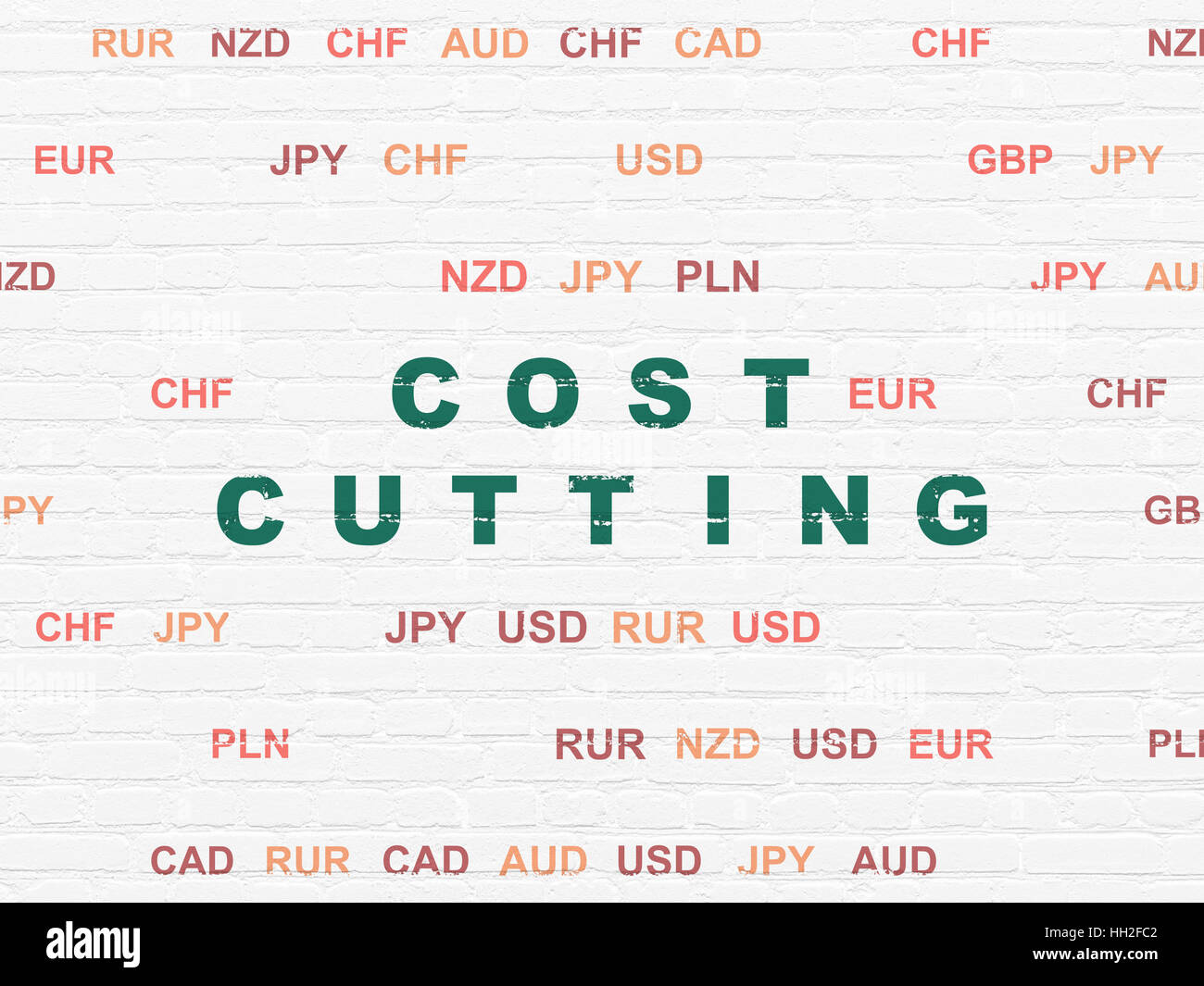 Business concept: Cost Cutting on wall background Stock Photo - Alamy