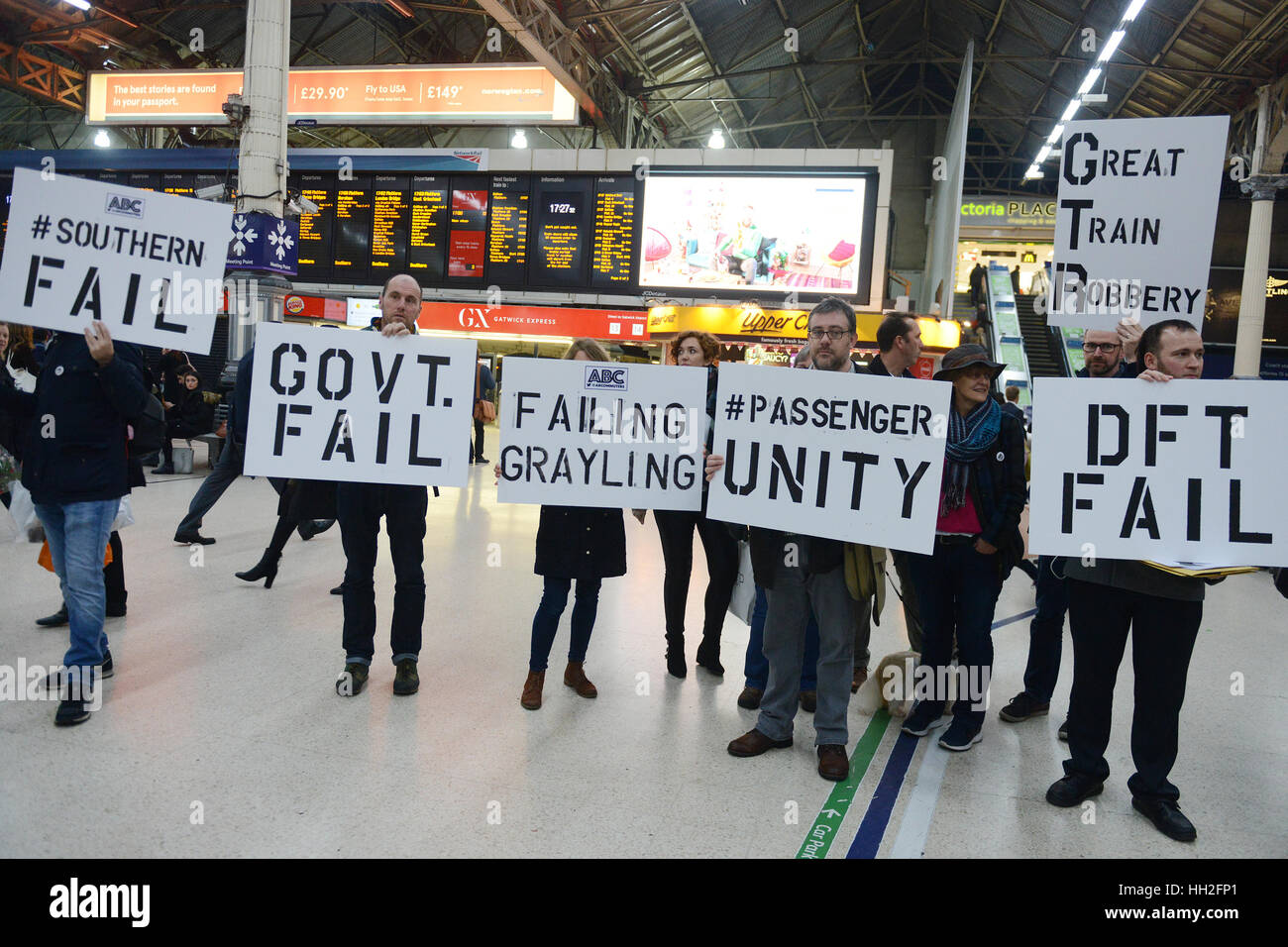 Southern Rail passengers gathered at Victoria station before taking ...