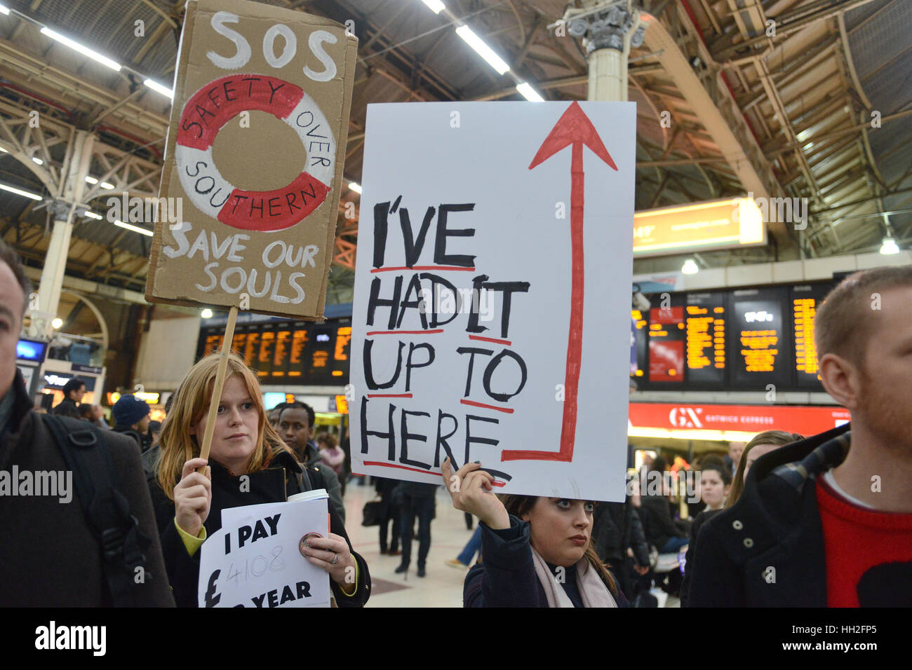 Southern Rail passengers gathered at Victoria station before taking ...