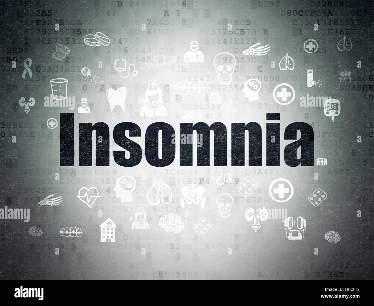 Health concept: Insomnia on Digital Data Paper background Stock Photo - Alamy
