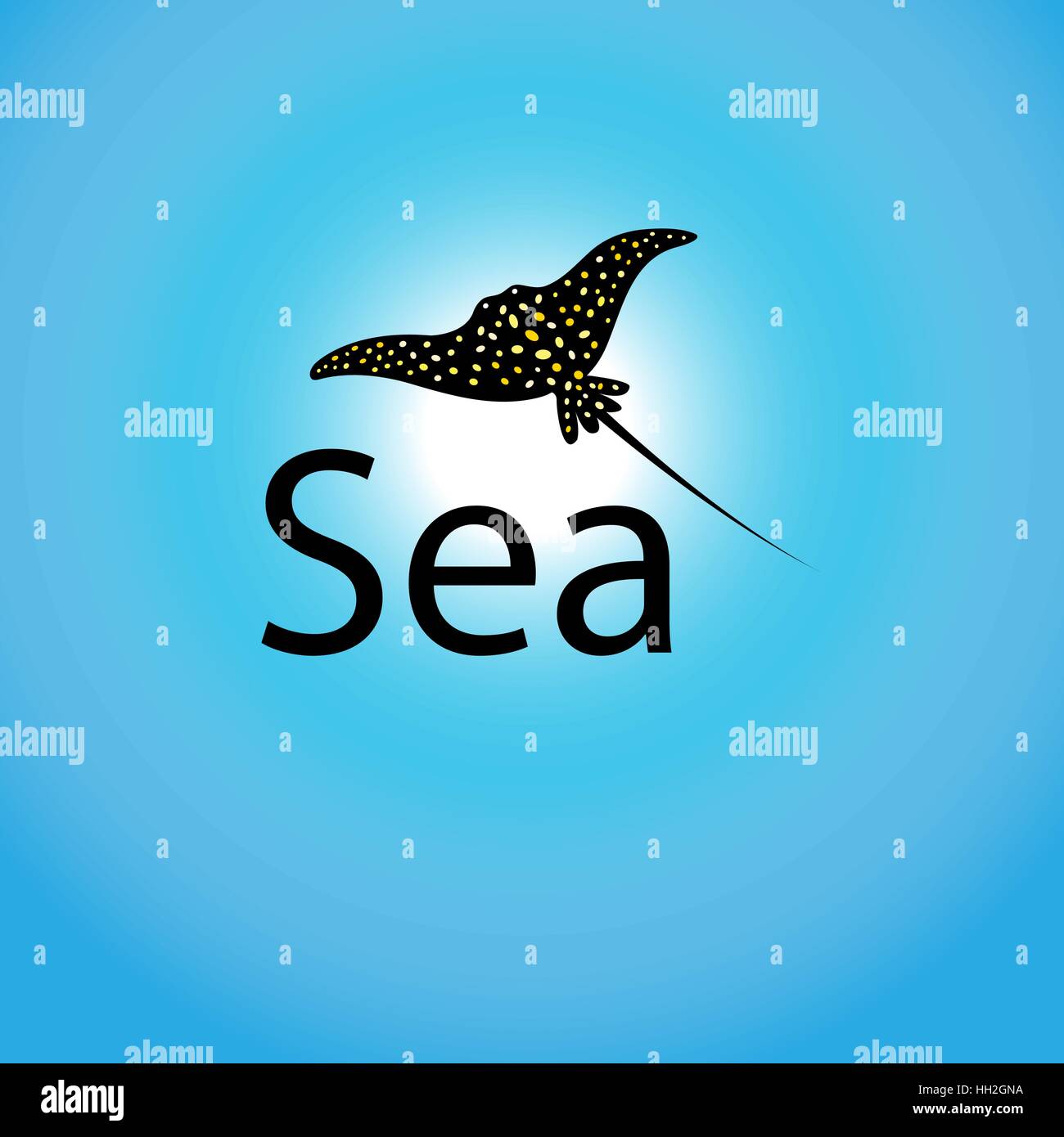 Vector sign black stingray on a blue background Stock Vector Image ...