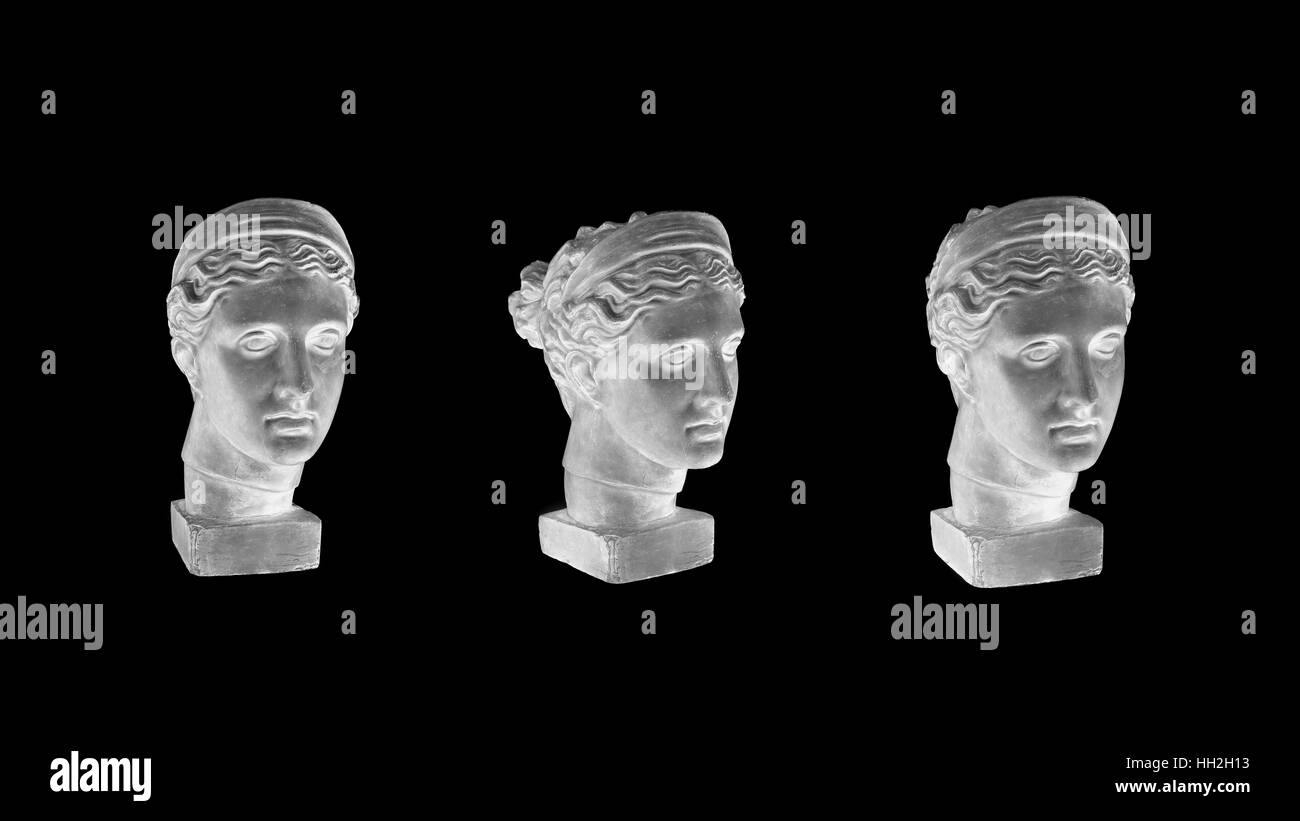 Marble head of young woman, ancient Greek goddess bust isolated on ...