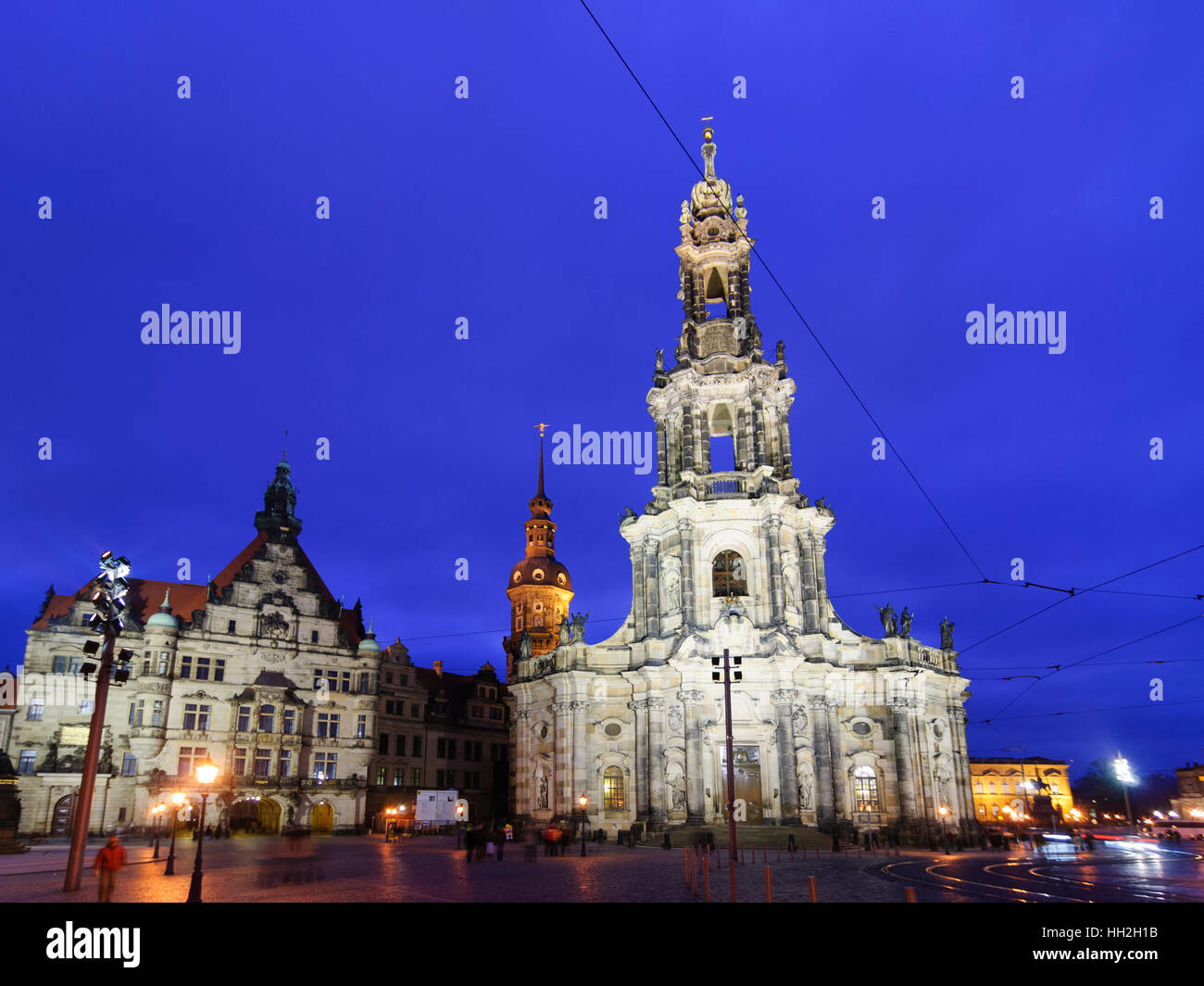 Dresden: castle tower, cathedral, , Sachsen, Saxony, Germany Stock ...
