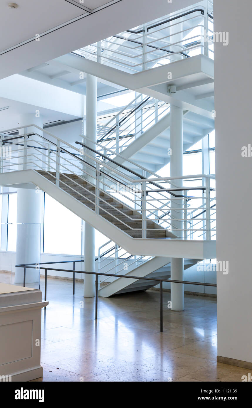 Marble floor and metal staircase. High tech Stock Photo - Alamy