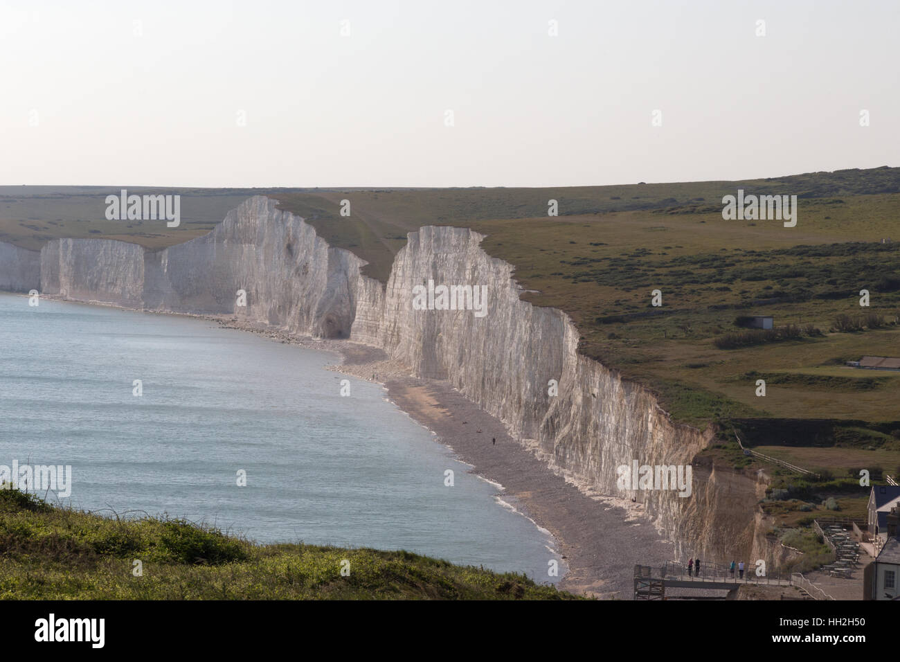 Seven Sisters chalk cliffs in Sussex.Taken on an early summers day of ...