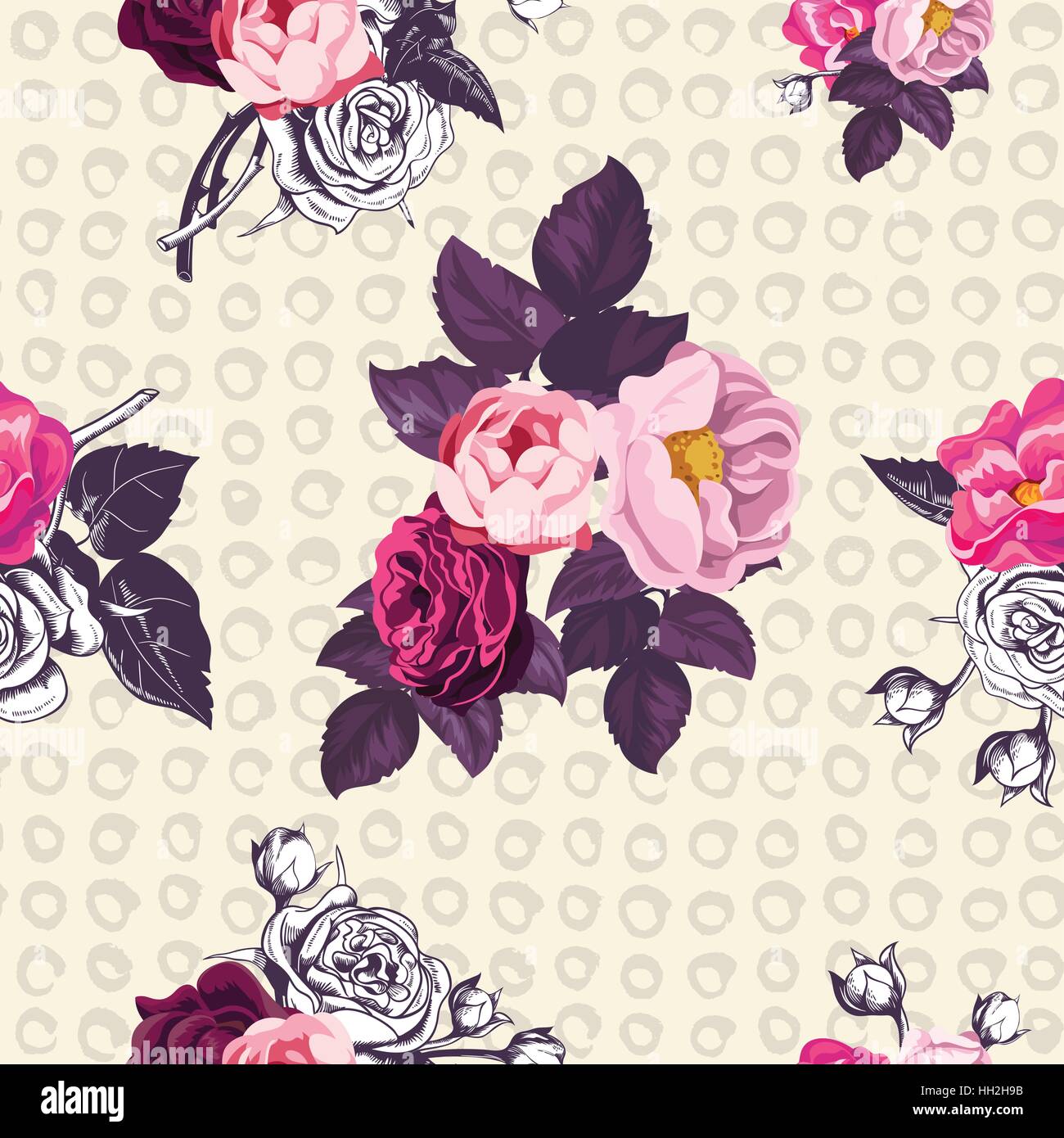Rose pattern wallpaper spots hi-res stock photography and images - Alamy