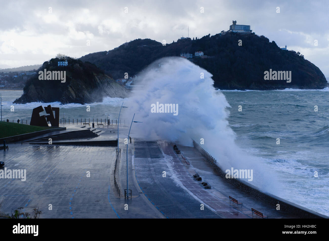 A hight storm day in San Sebastian Stock Photo - Alamy