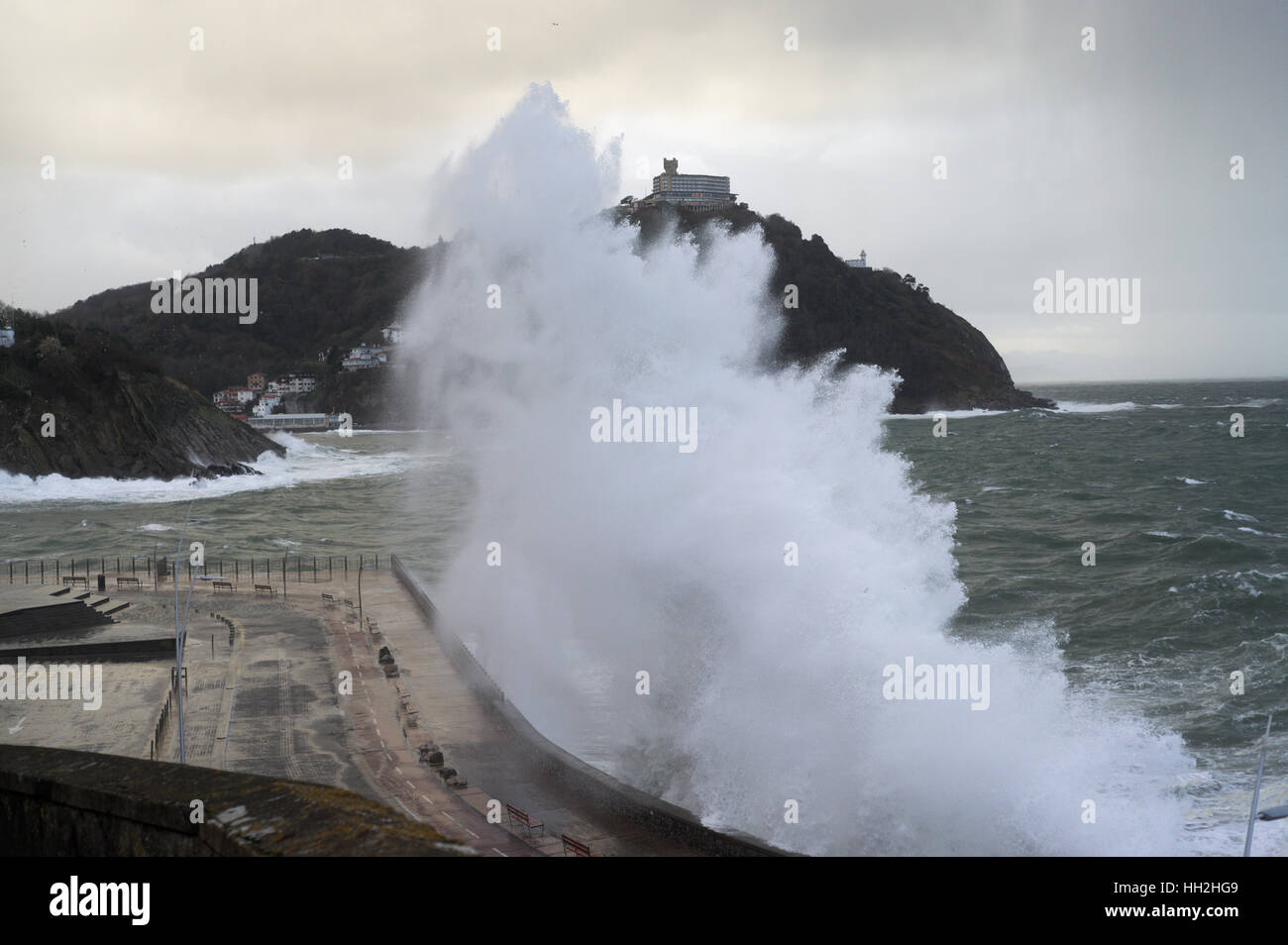 A hight storm day in San Sebastian Stock Photo - Alamy