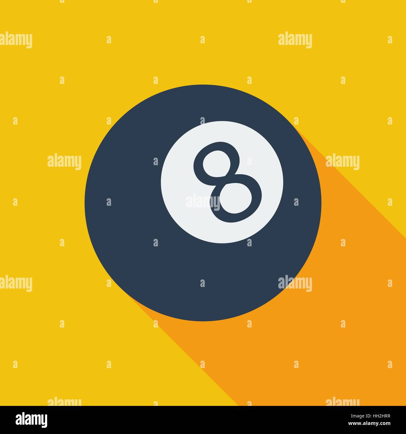 Billiard ball icon. Flat vector related icon with long shadow for web ...