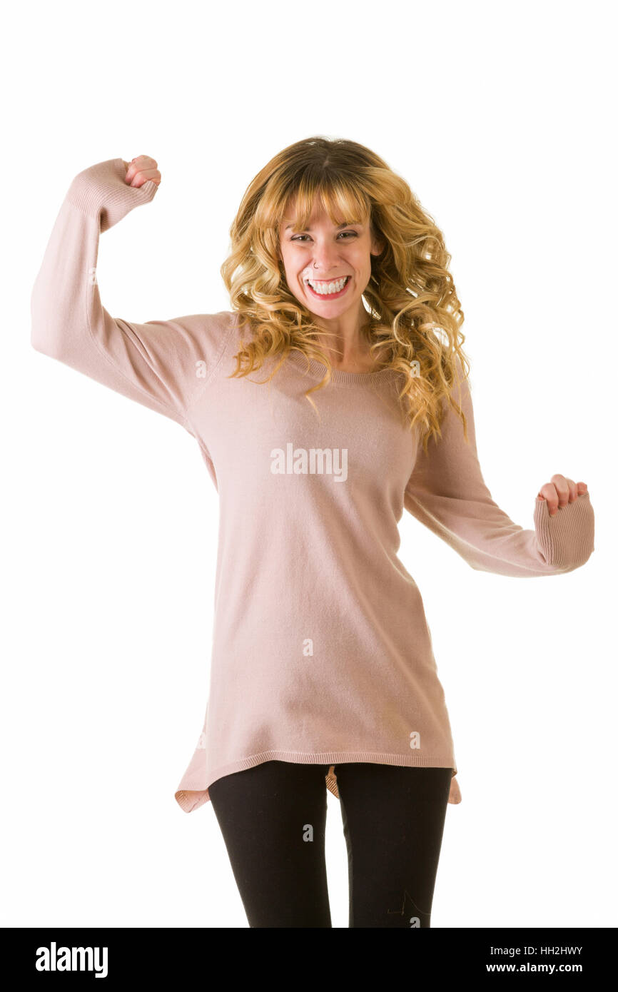 A very happy woman jumping Stock Photo - Alamy