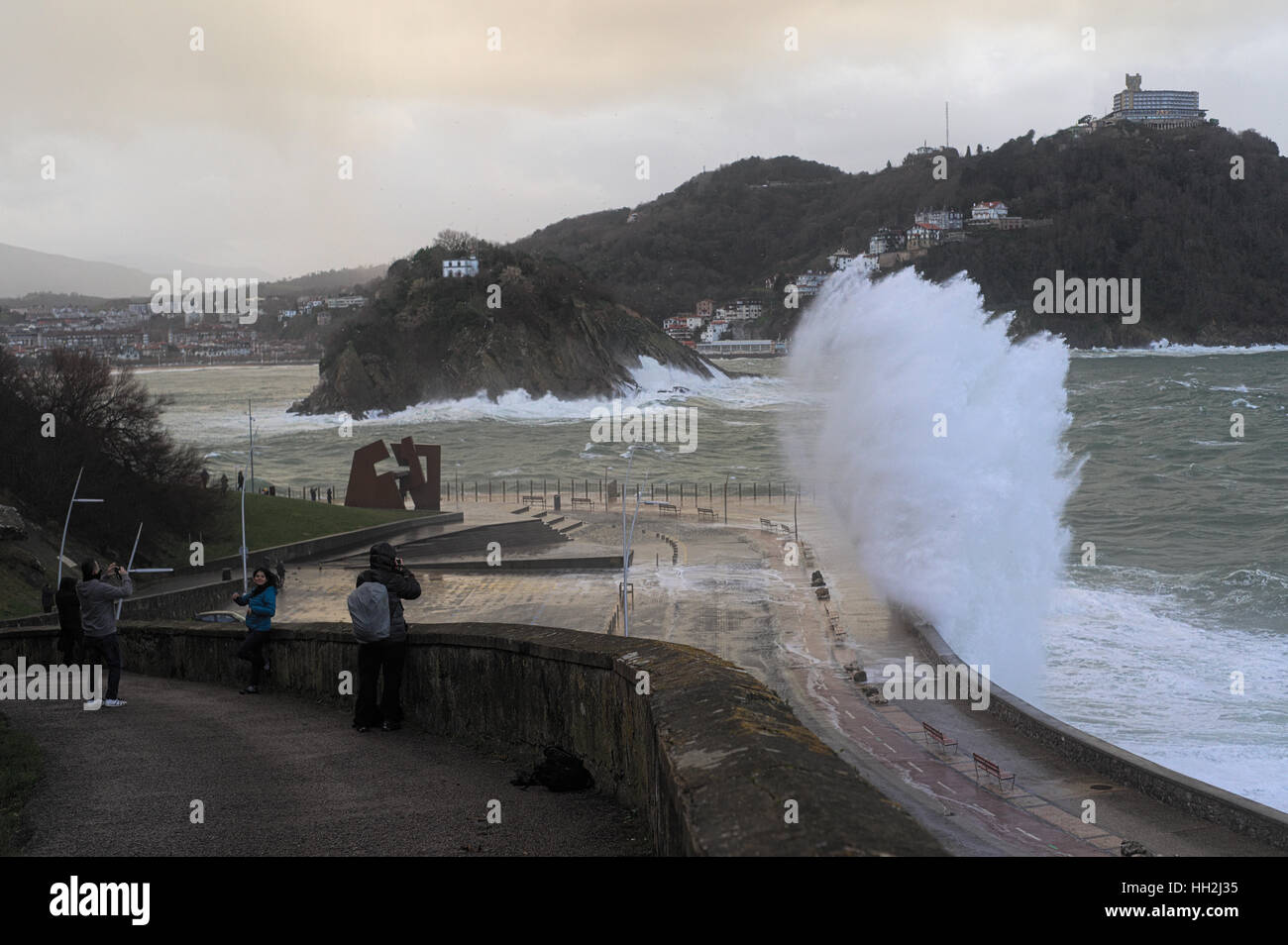 A hight storm day in San Sebastian Stock Photo - Alamy