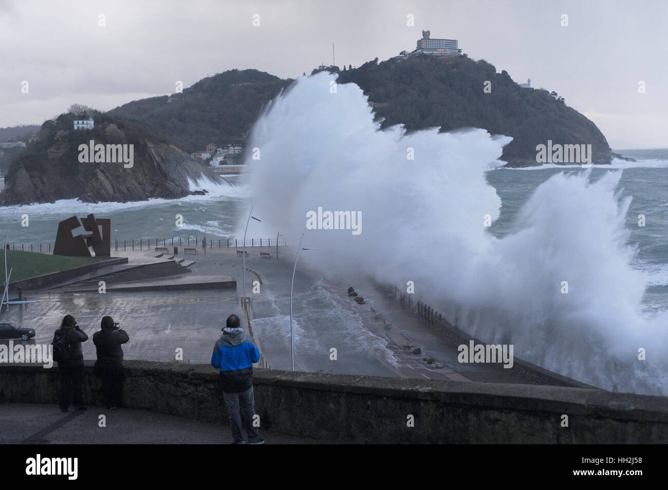 A hight storm day in San Sebastian Stock Photo - Alamy