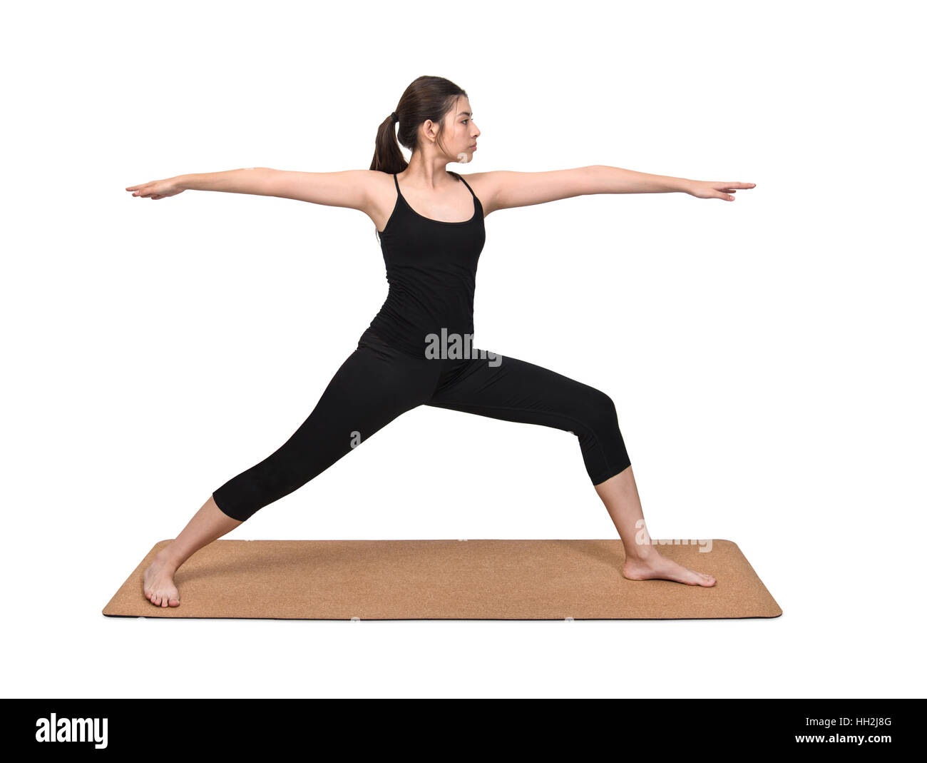 Young woman exercise yoga pose on yoga mat, isolated on white ...